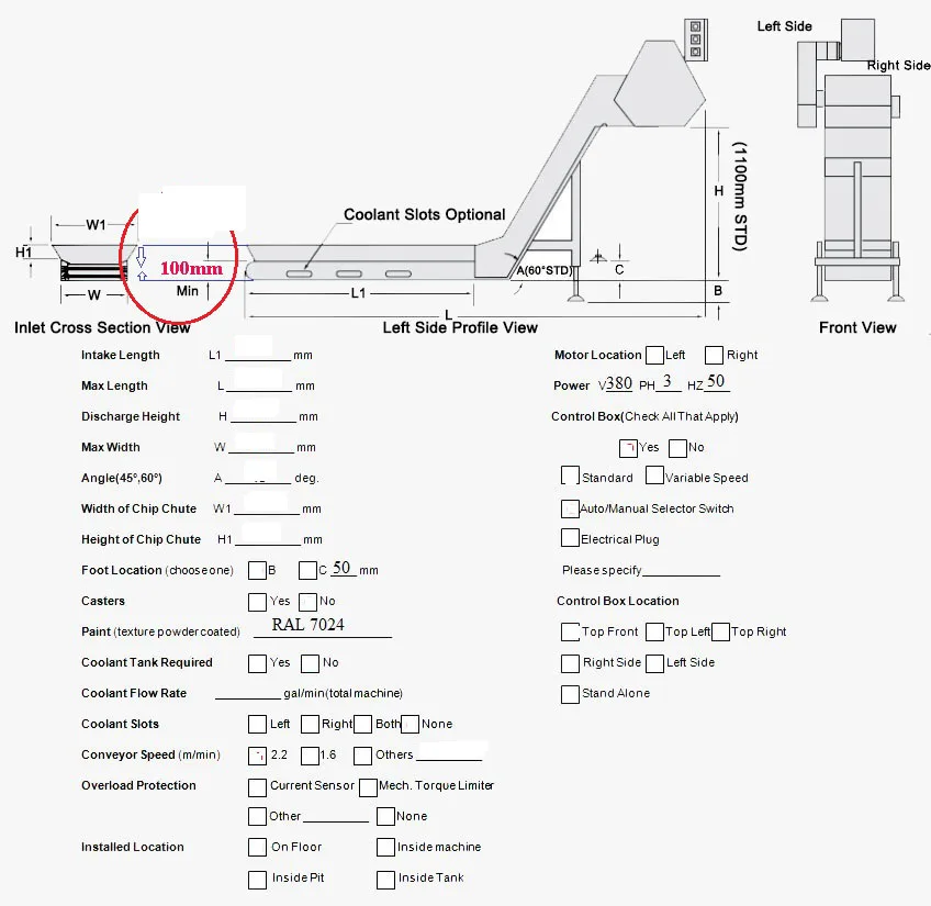 Hinged Belt Type Collecting Metal Chips CNC Chip Conveyor