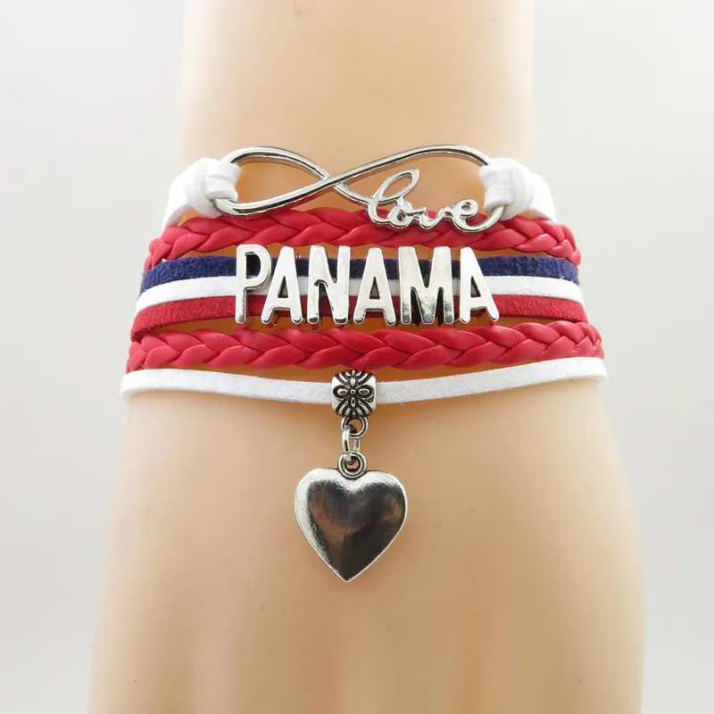 Infinity Love Cuba Guam Guyana Panama Madagascar Bahrain Bracelet Heart ...