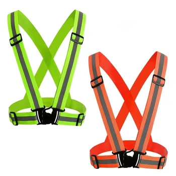 High Visibility Lime Reflective Elastic Safety Belt Harness Vest For ...