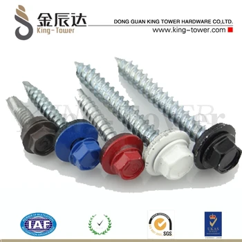 Colored Hex Painted Head Self Tapping Screws With Rubber Washer,Roofing ...