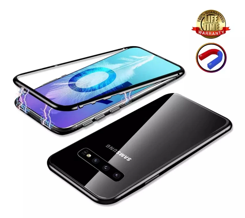 360 Double Glass Metal Magnet Case for Samsung S10 S9 S8 Plus Note 8 ...