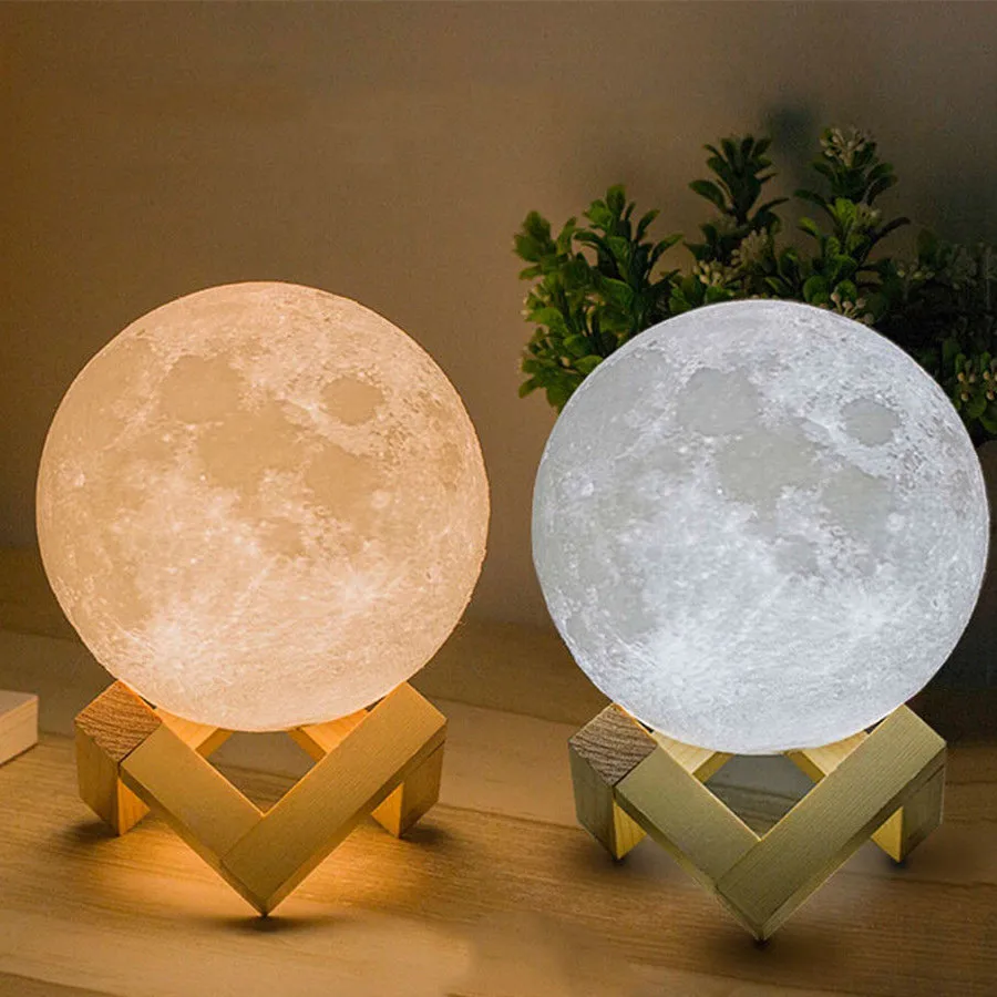 Creative 3D Print Moon Lamp - Changeable Color LED Night Light for Home ...