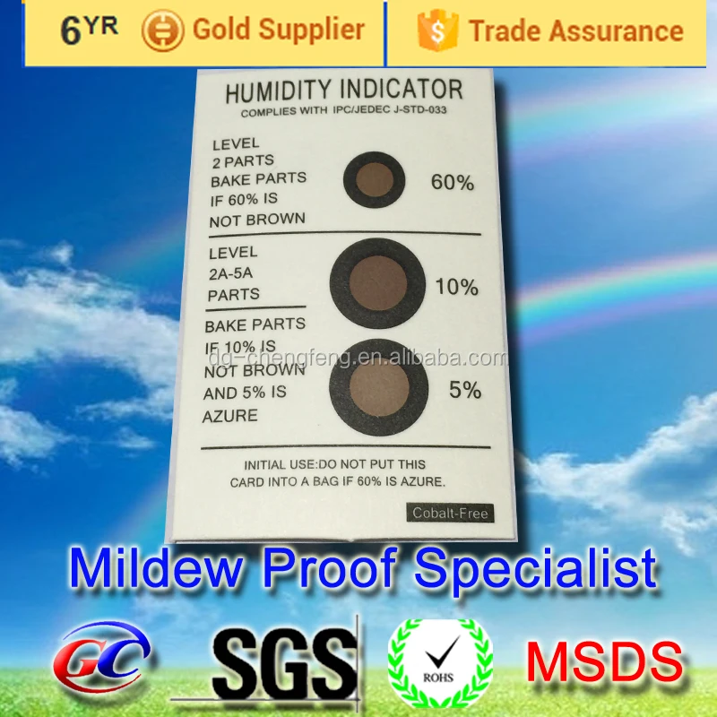 Hot Sale Humidity Indicator Cards Show 30%--50% Moisture Rate HIC for ...