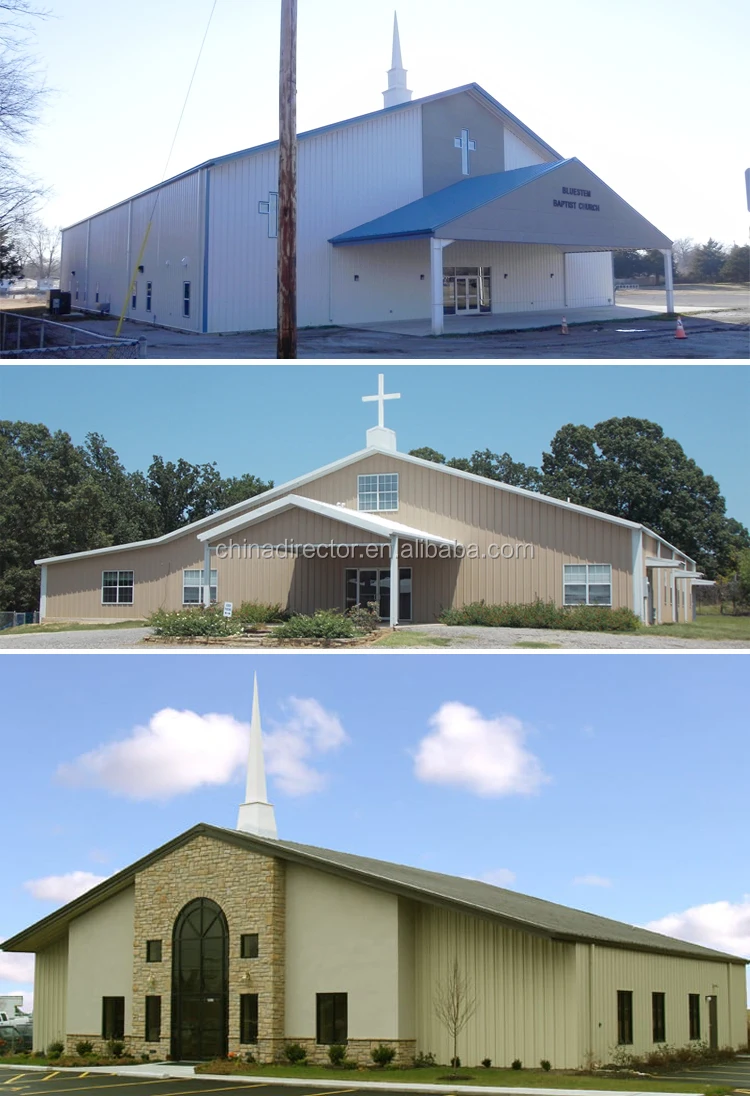 Customized Design Galvanized Metal Prefab Steel Structure Church Building