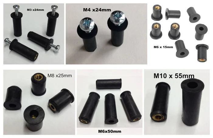 M4 Rubber Rub Threaded Brass Insert Rivet Well Nut - Buy M4 Rubber Rub ...