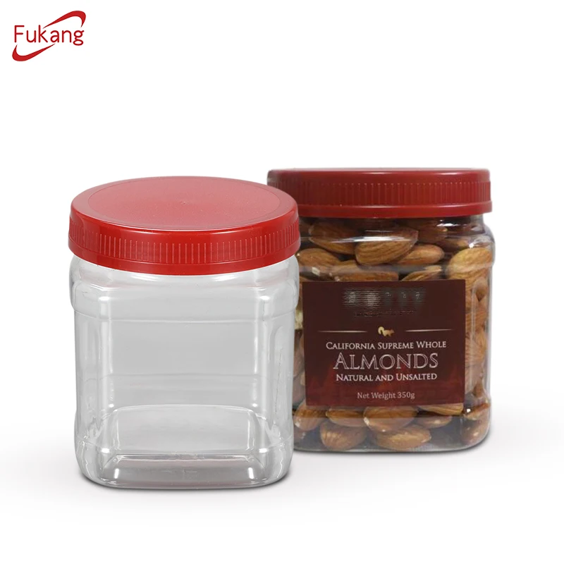 20oz Square Pet Jar for Nuts Packaging - 662ml Plastic Bottle