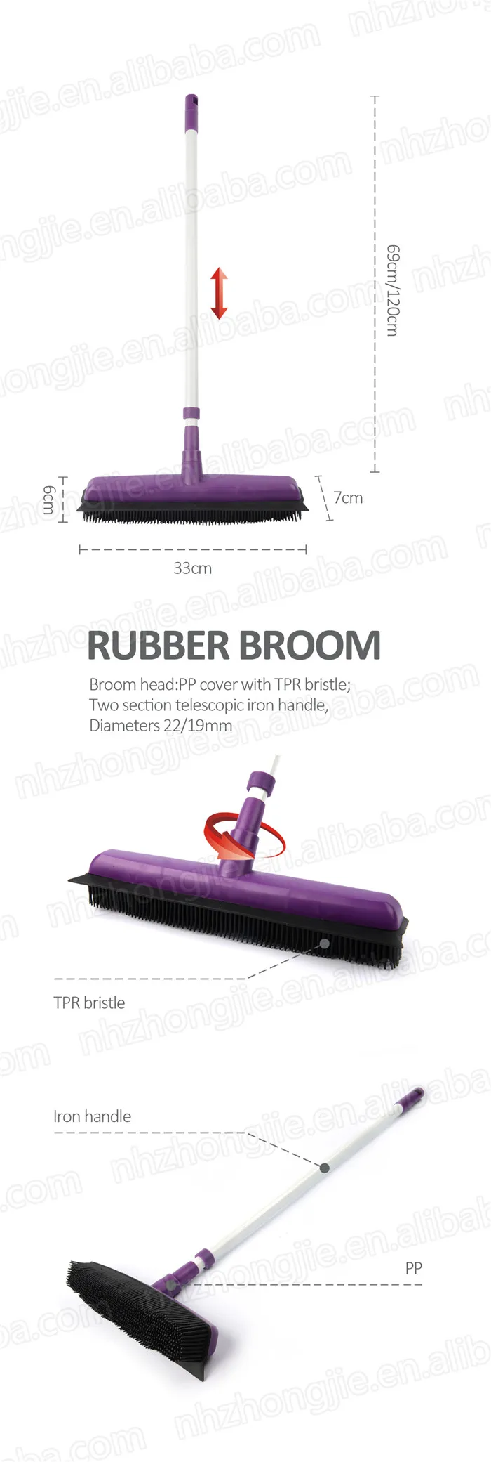 Household Push Brooms Rubber Brooms For Fur And Hair - Buy Rubber ...