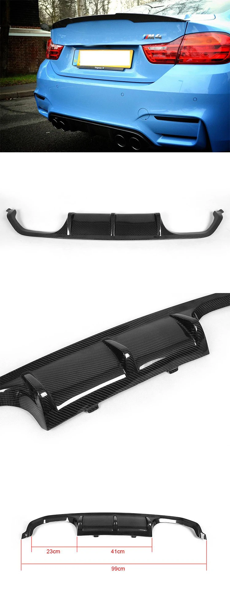Carbon Rear Diffuser For Bmw F80 M3 Sedan 4-door F82 F83 M4 2-door 2015 ...