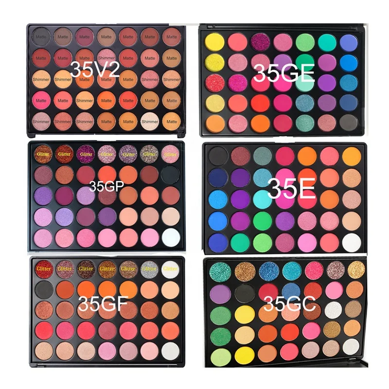 Oem Odm 35 Colors Eyeshadow Palette Makeup Set Glitter Bright Natural Smoky Multi Reflective