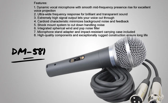 Dynamic Microphone Wired Handheld Mic Dm-581 - Buy Mic,Mic Price ...