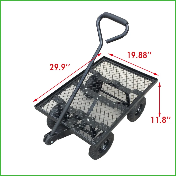 Steel Flatbed Utility Cart With Padded Pull Handle And 10-inch ...