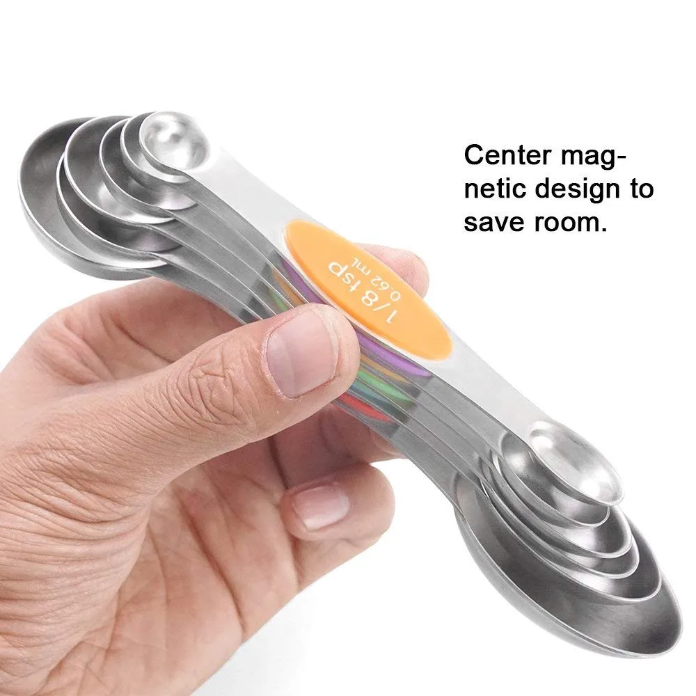 Stainless Steel 304 Double-side Spoon With Magnetic Measuring Spoon Set ...