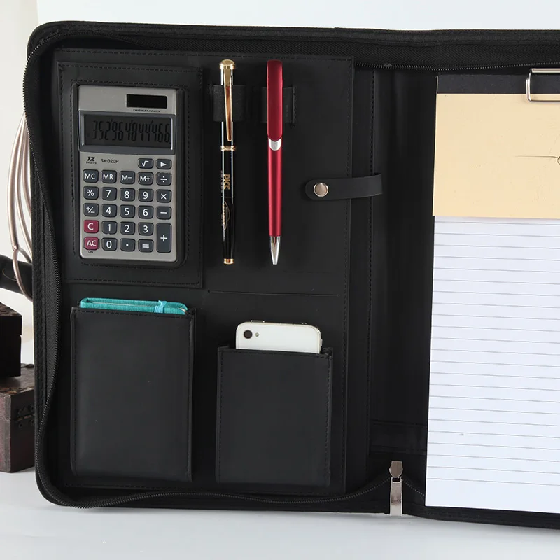 A4 Leather Cover Notebook File Folder - Business Portfolio