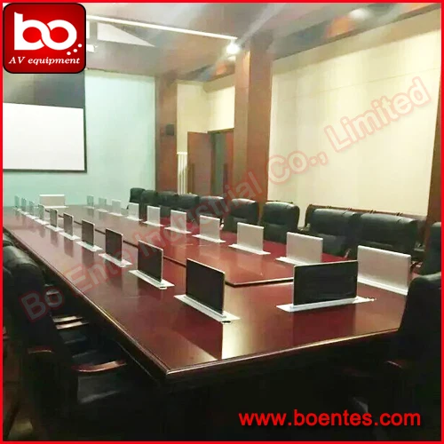 Conference Table Pop Up Lcd Motorized Monitor Lift With 15.6inch Hd ...