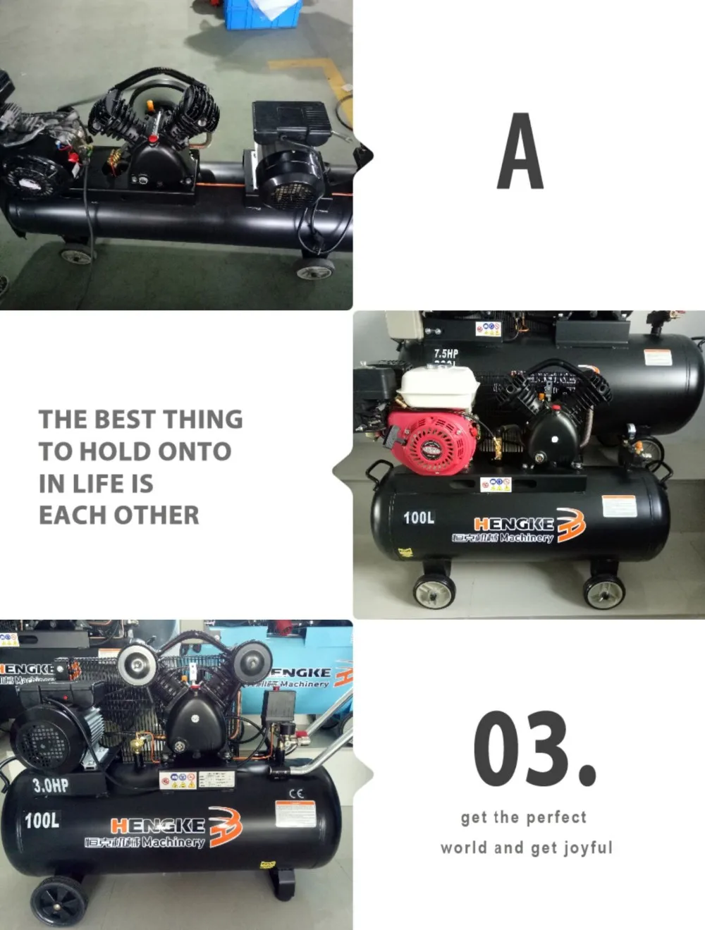 Chinese manufacturer industrial piston air compressor 500L W3090 10hp ...