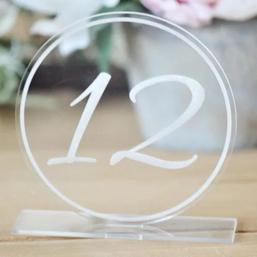 Free Standing Acrylic Circle Table Numbers Clear Acrylic Wedding Table ...