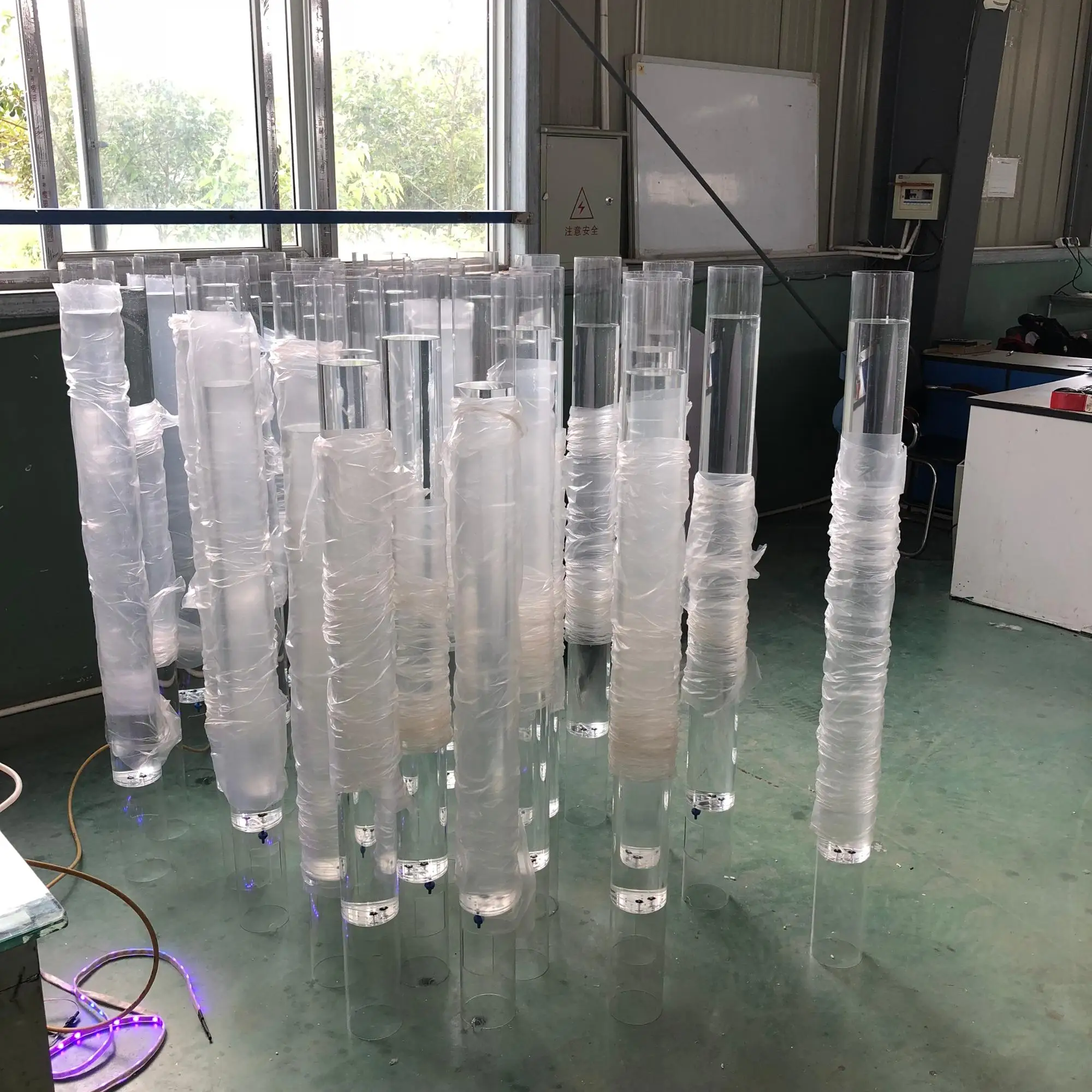 90" Water Features Indoor Acrylic Water Bubble Rectangular Light Column ...