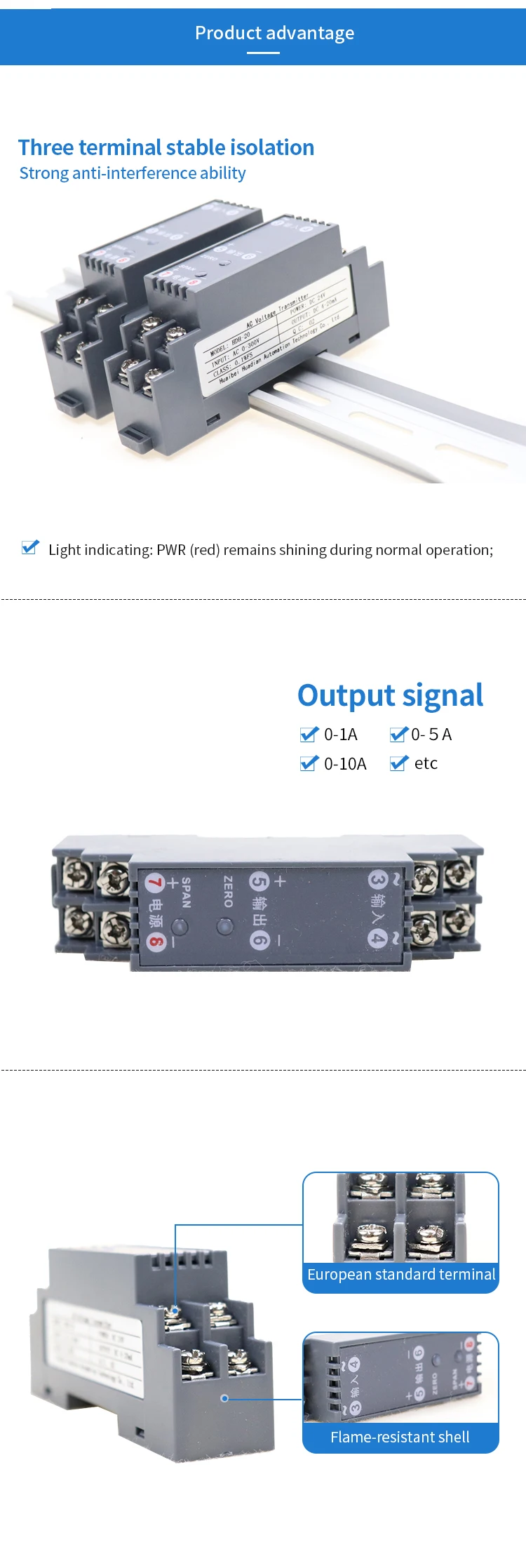 0-500V AC Voltage Sensor with 4-20ma Output - Industrial Use