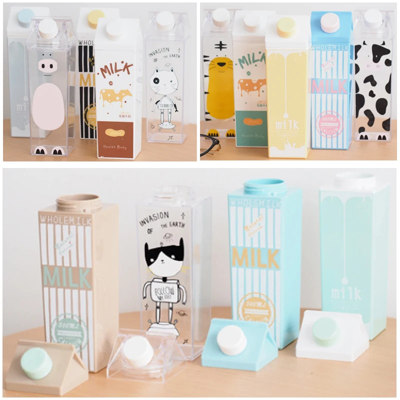 500ml Rectangle Transparent Milk Carton Shaped Plastic Water Bottle ...