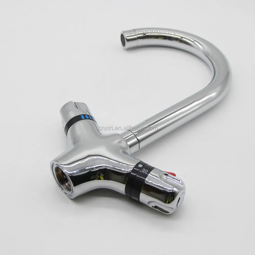 Factory Thermostatic Dual Handle Temperature Control Brass Basin Faucet ...