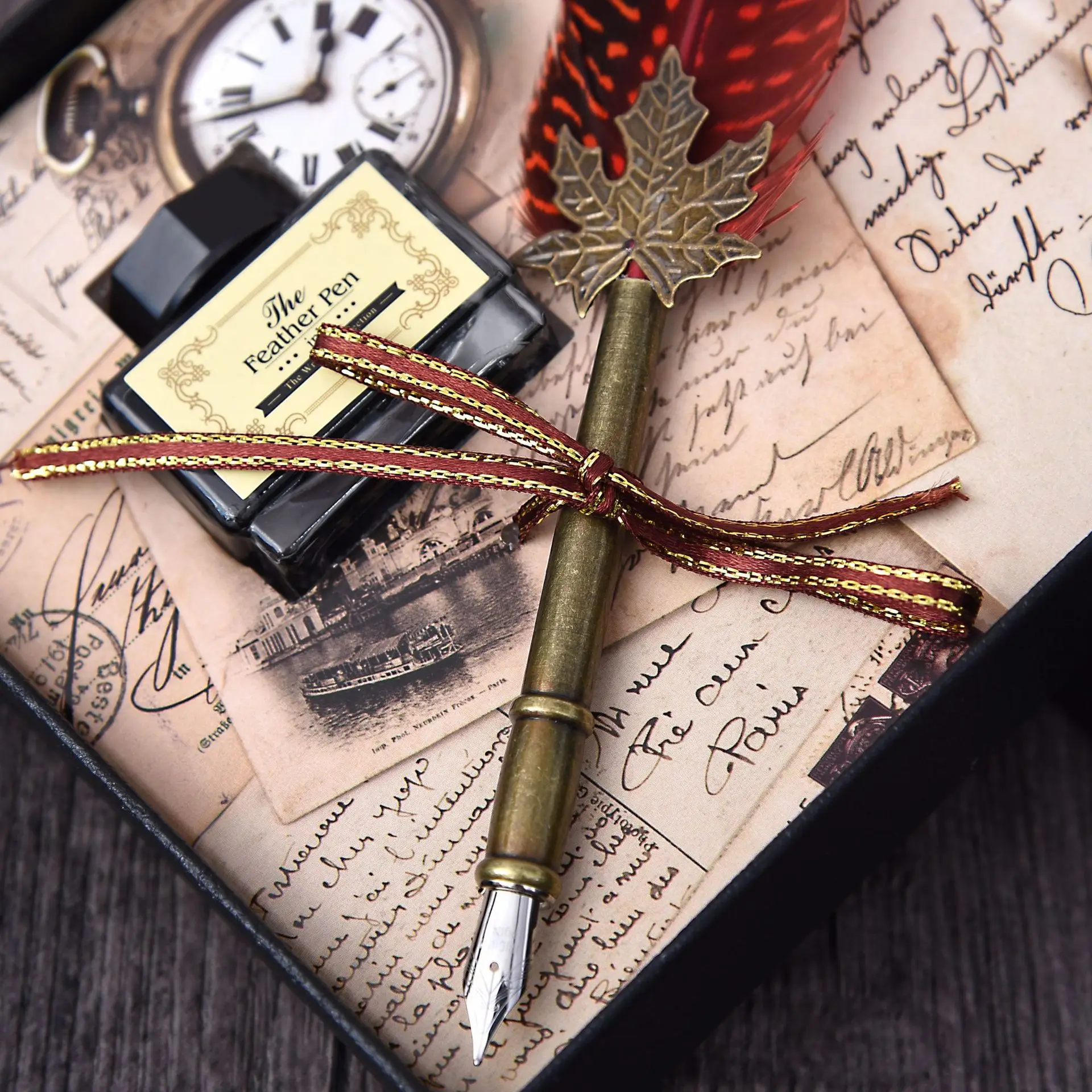 Antique Feather Quill Copper Pen Stem Writing Quill Ink