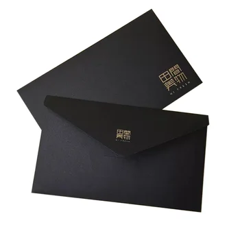 Custom Luxury Black Envelope With Gold Foiled Printing - Buy Black ...