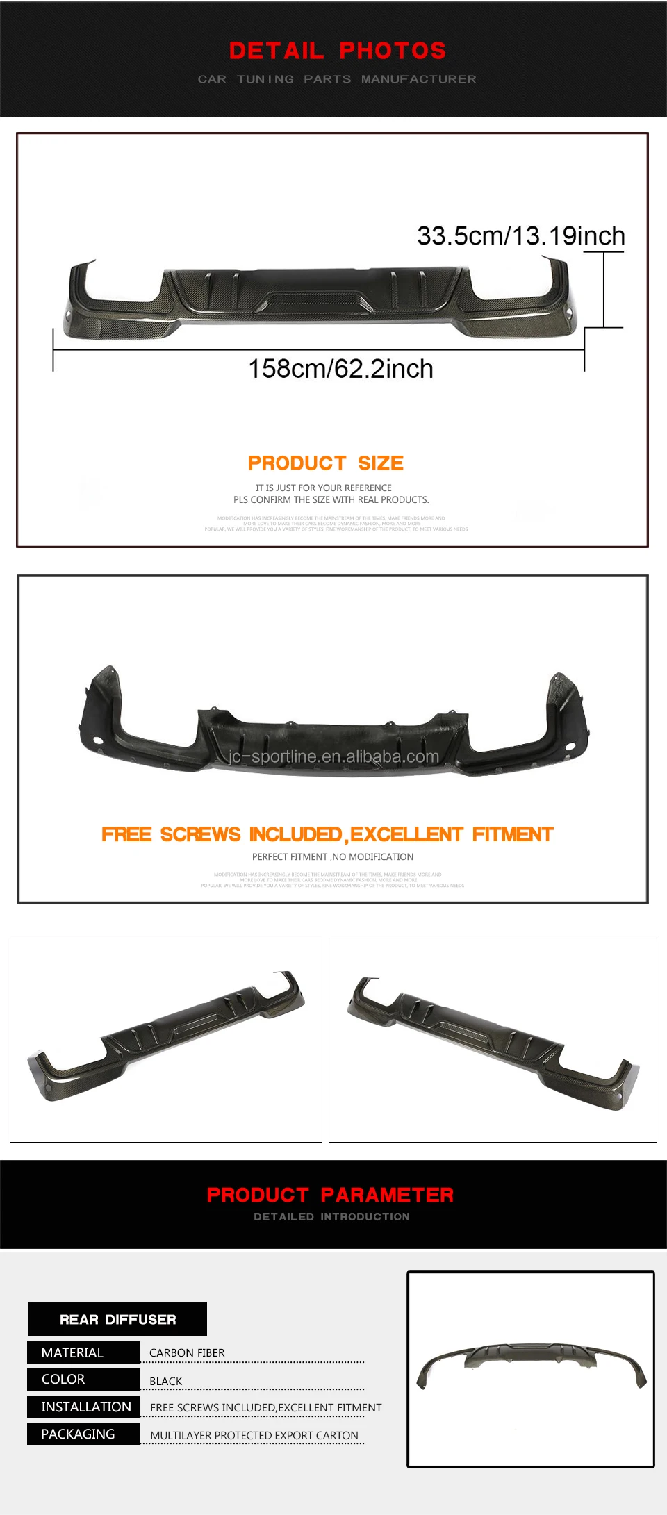BMW X3 G01 Rear Diffuser - Carbon Fiber by JC Sportline