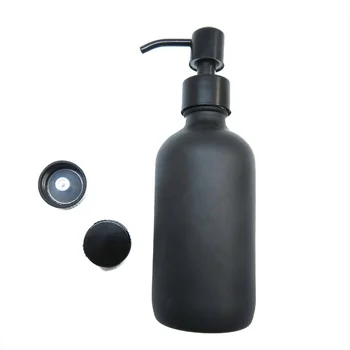 500ml Refillable Matte Black Glass Shampoo Bottle With Childproof ...