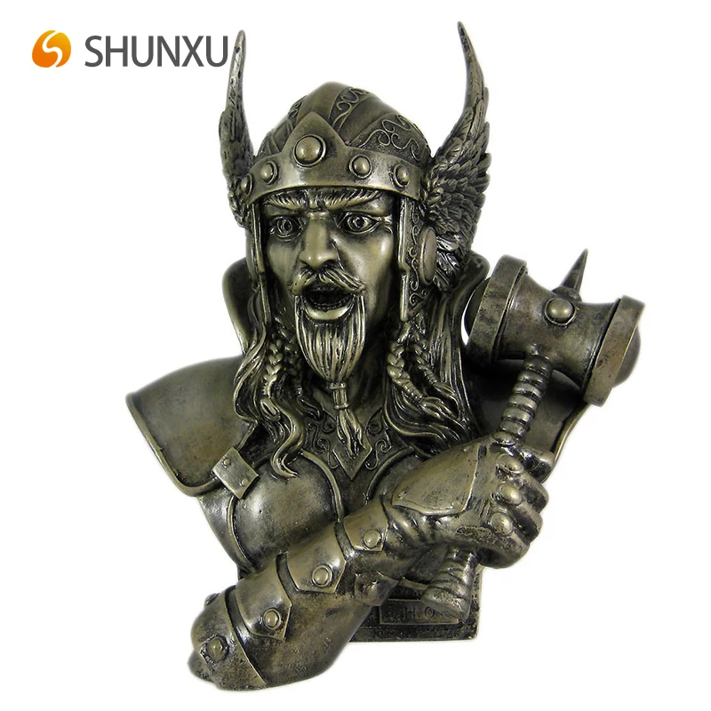 Highly Detailed Antique Bronze Resin Norse God Thor Bust