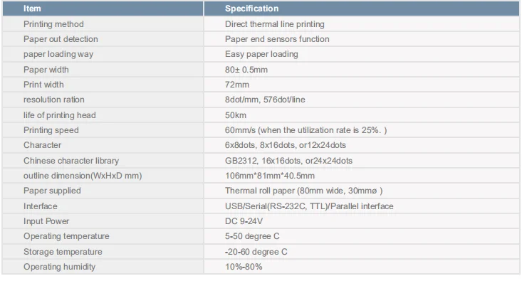 Black Color Panel ACARS Thermal Printer (WH-E19) for Screen Machine