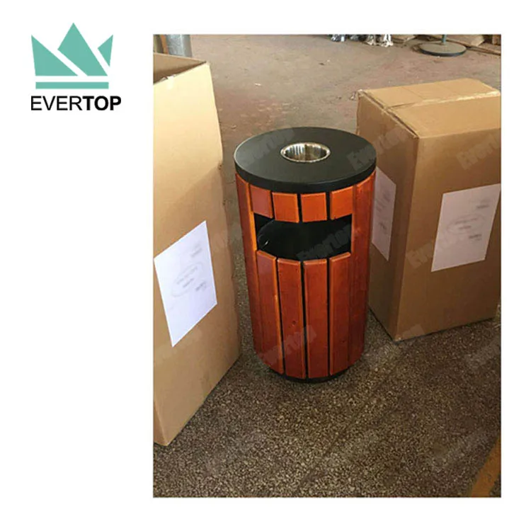 Da-78c Round Wood Outdoor Dustbin Public Trash Bin Commercial Dustbin ...