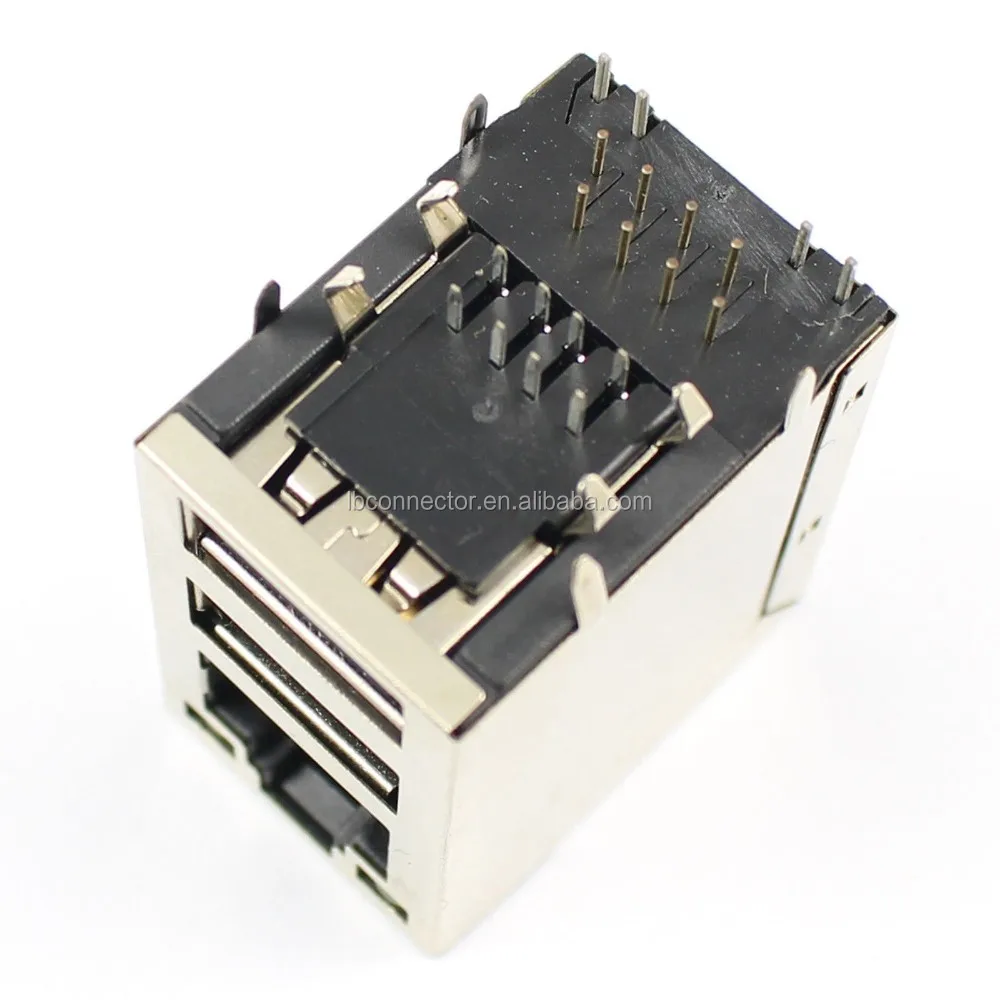 Rj45 Mini Usb Connector 10/100/1000base-t Modular Jack Rj45 Usb Stacked ...