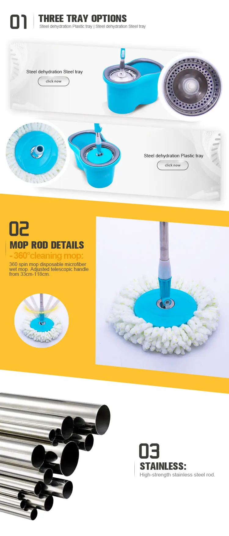 Easy Rotating 360 Microfiber Spin Floor Cleaning Mop Bucket - Buy 360 ...