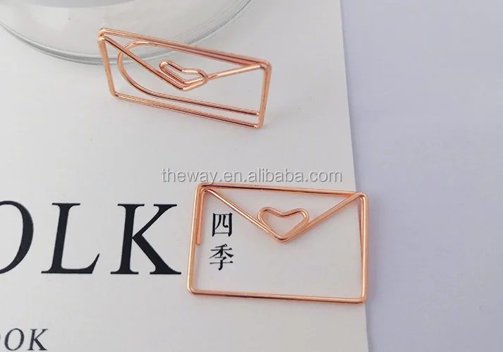 Rose Golden Envelopes Shape Paper Clips/bookmarks Dispensers