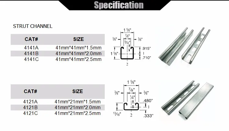 Hdg Strut Channel/unistrut/c Channel/slotted Channel 41x41 - Buy Strut ...