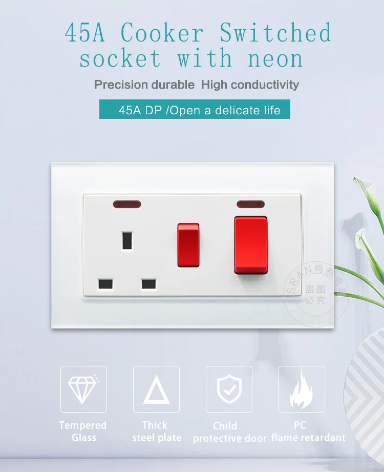 สหราชอาณาจักรมาตรฐาน45A เครื่องทำความร้อนหม้อหุงหน่วยเปลี่ยนซ็อกเก็ต ...