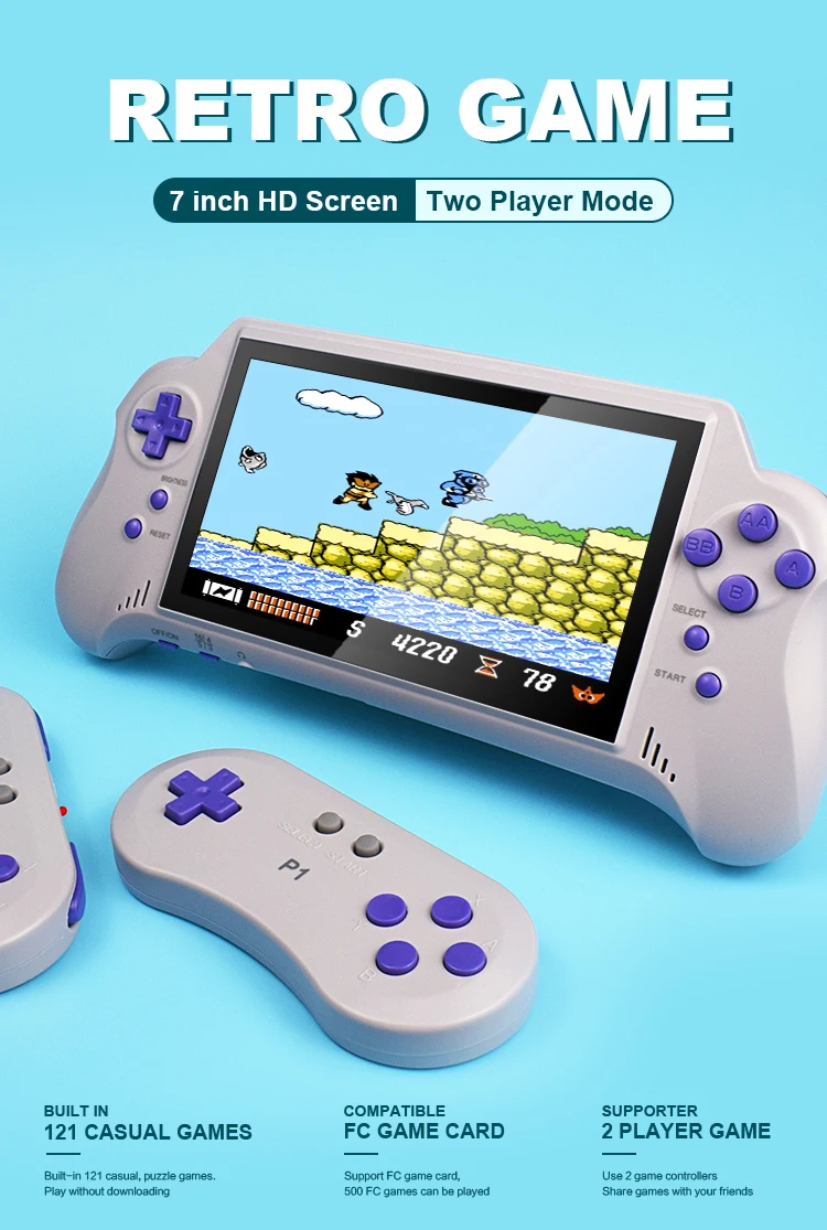 Data Frog 8 Bit Classic 7 Inch Portable Game Player Built In 121 Retro ...