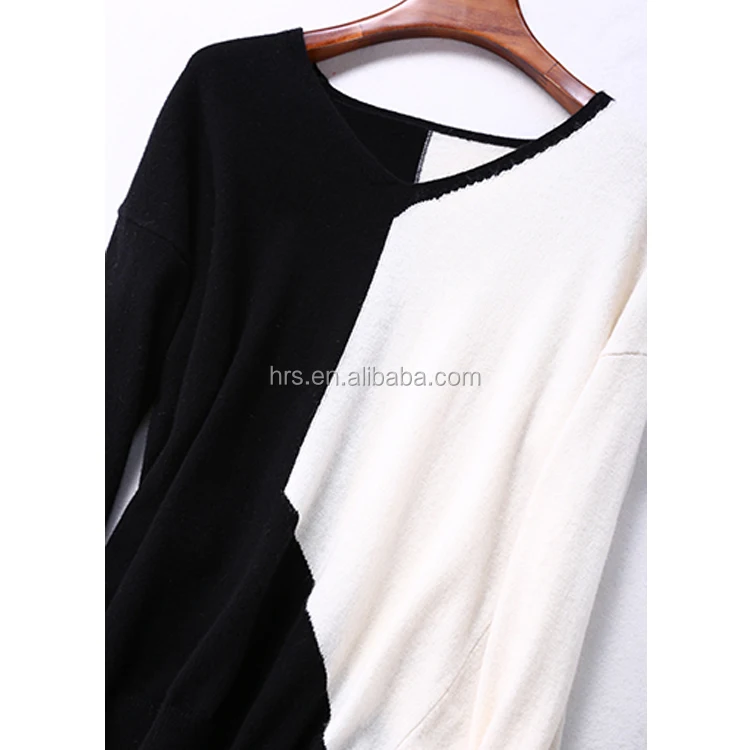Black And White Two Color Sweater Knitting Soft Knit Cotton Clothing ...