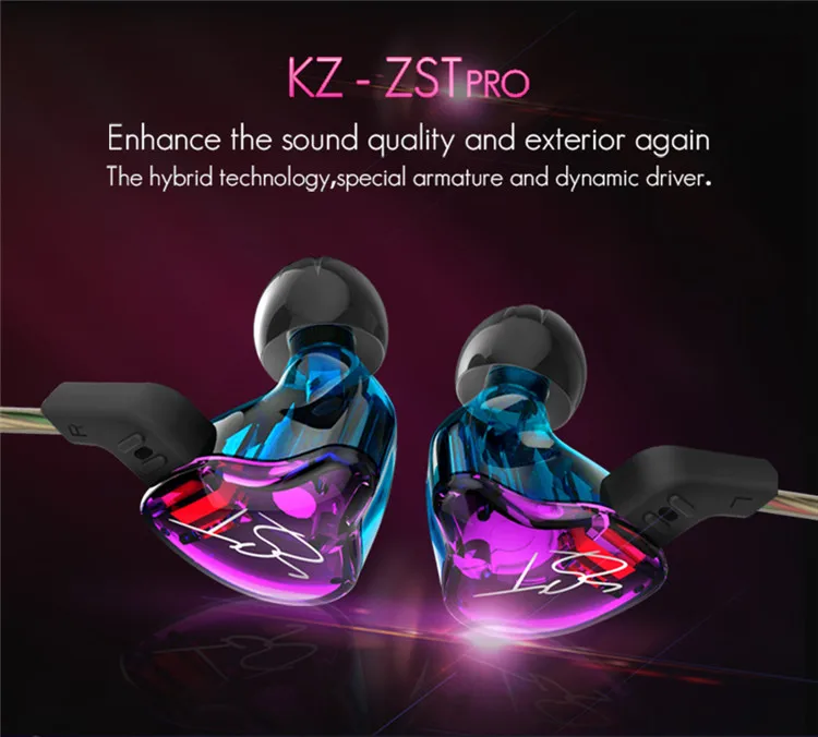 Kz Zst 1dd 1ba Hybrid Headphone In-ear Earbuds Dynamic Dual Drive ...