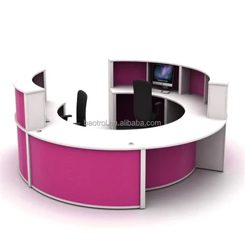 Round Pink And White Information Desk Shopping Mall Reception Counter ...