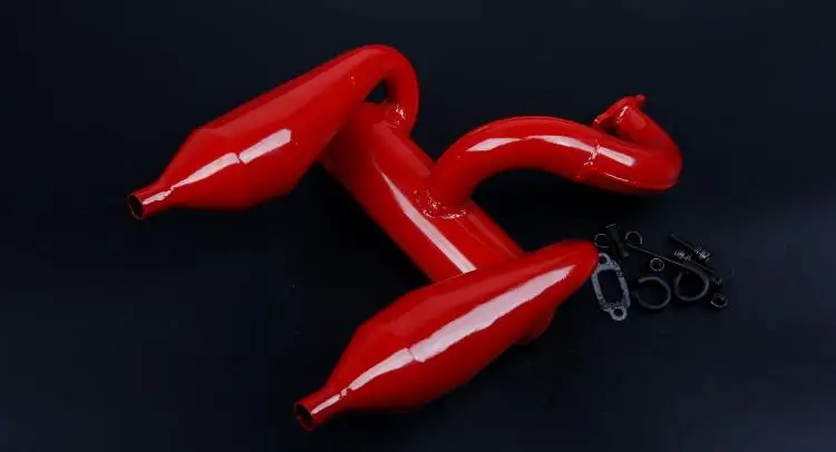 Red Double Exhaust Pipe Dual Exhaust Tuned Pipe For 5ive-t Rovan Lt 1/5 ...