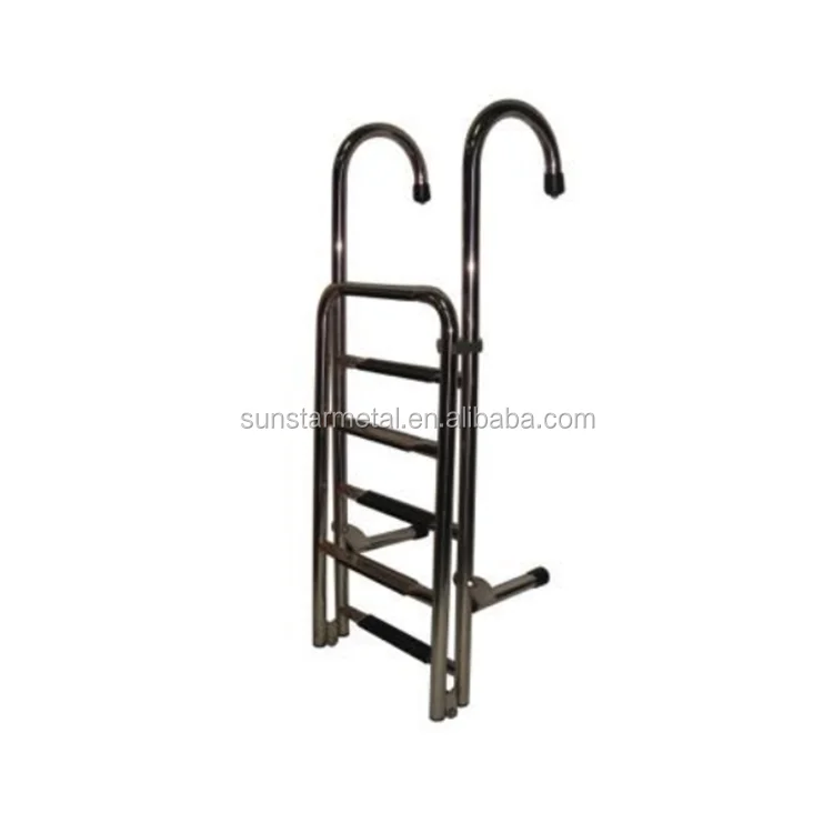 Foldable 6-Step Stainless Steel Boat Ladder with Rubber Grips