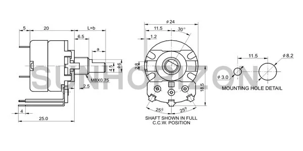 B5000 Metal Shaft Rotary Potentiometer 360 Degree Endless Precision ...