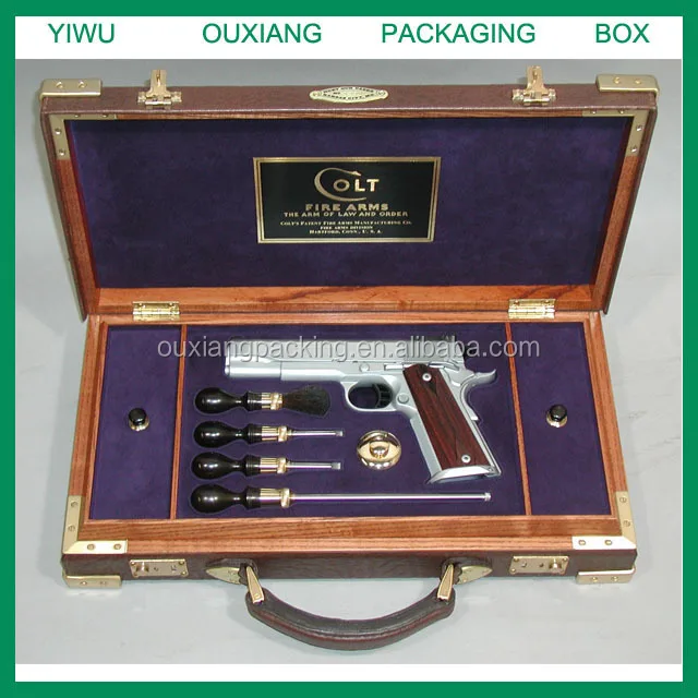 Piano Red Lacquer Finish Luxury Wooden Gun Packing Box