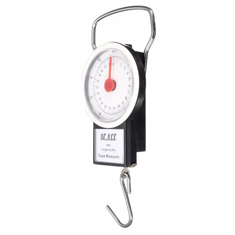 Portable Spring Balance Hanging Scale With Measuring Tape 22kg For Fish ...