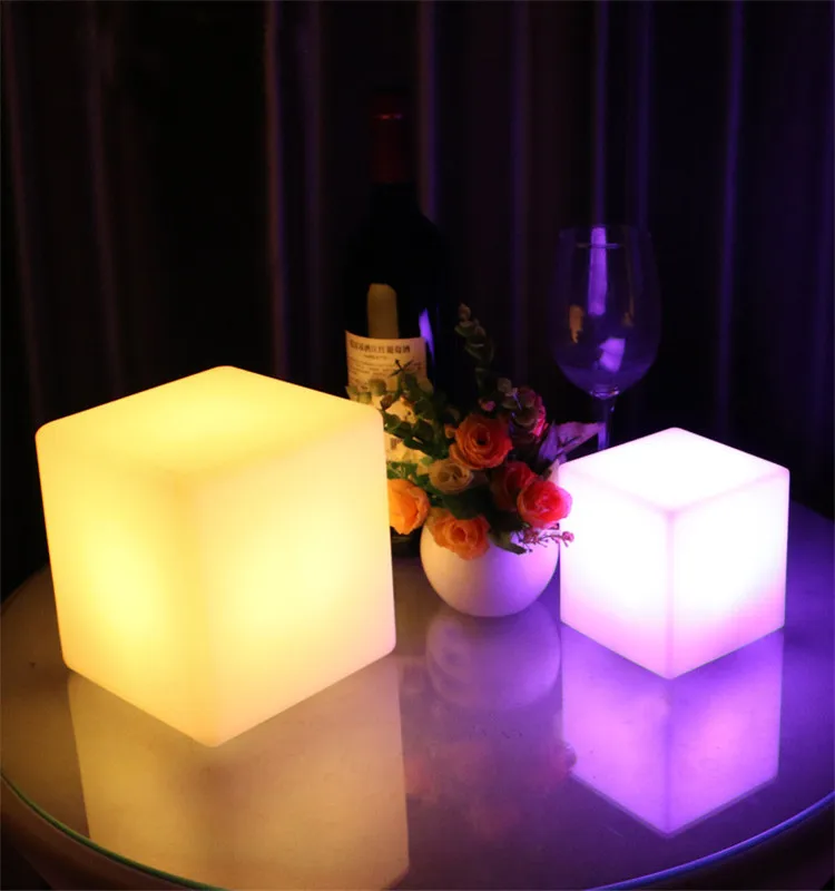 Cordless Pe Led Cube/ Batter Operated Plastic 16 Color Change Light Up ...