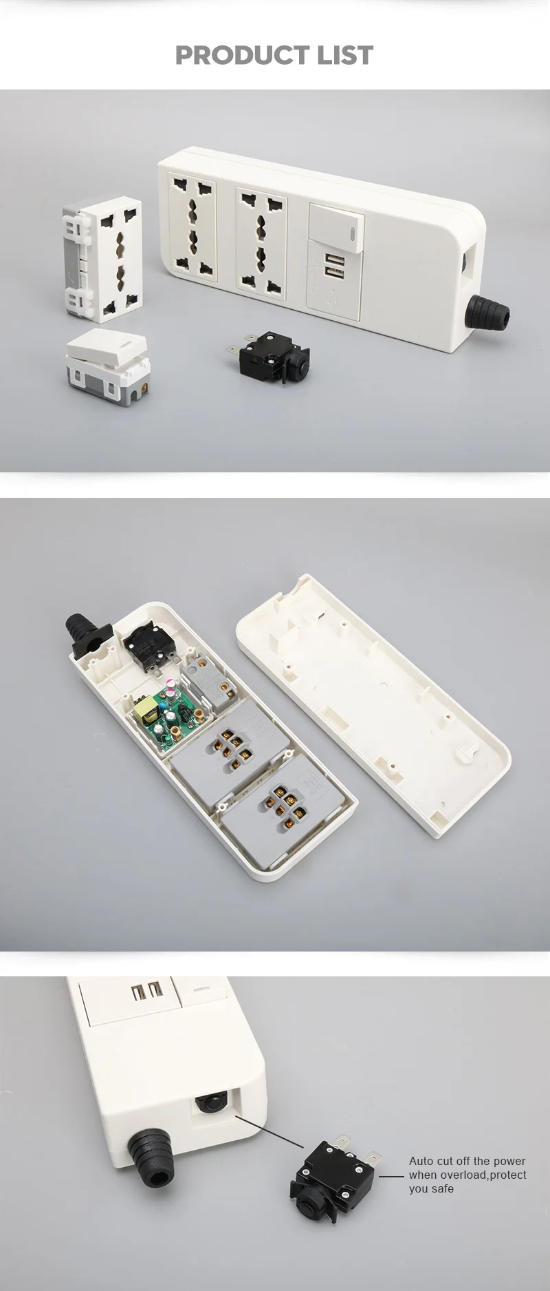 Icombo Multifunction Modular Usb Power Strip With 5v2.4a 2 Usb Ports ...