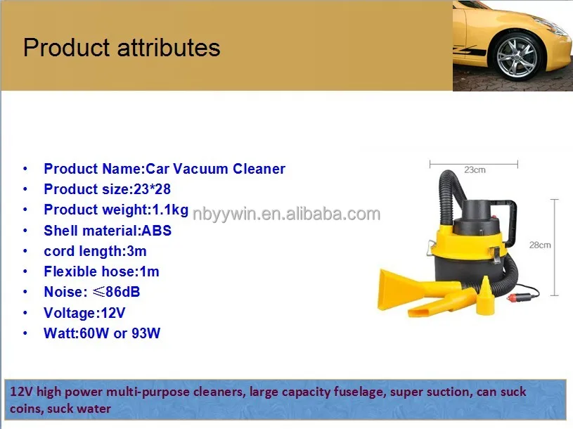 12 Volt Automotive Car Vacuum - Wet & Dry 12V Auto Vac
