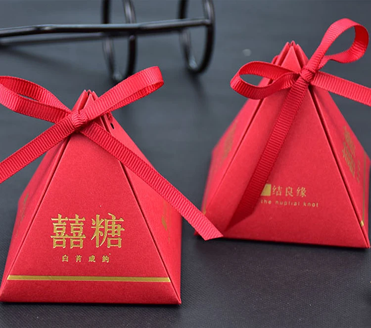 Personalized Triangular Chinese Style Candy Chocolate Paper Gift Box ...