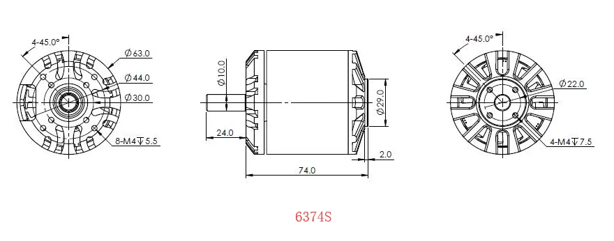 High Power Rc Model 6374 Kv170/200kv 3000w Outrunner Brushless Rc Motor ...